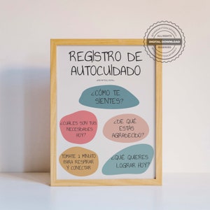 Spanish Autocuidado Self Care Digital Poster Mental Health Well Being ...