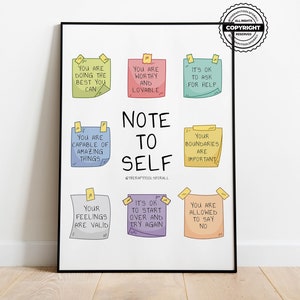 Note to Self Digital Mental Health Poster, Self Love, Self Care ...