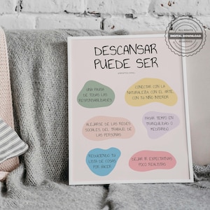 Descanso Salud Mental DIGITAL Poster in Spanish Emotional Wellbeing ...