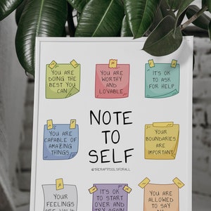 Note to Self Digital Mental Health Poster, Self Love, Self Care ...