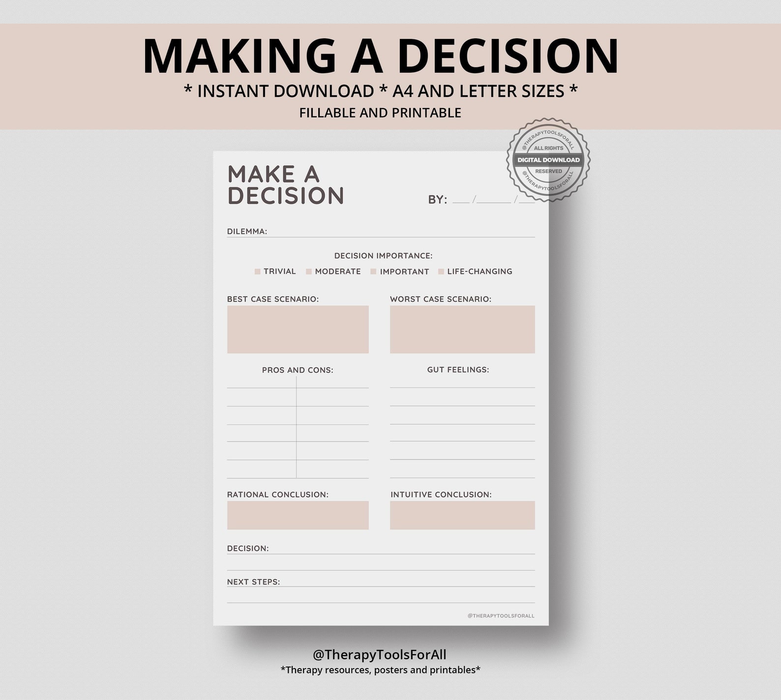 Make a Decision Aid Printable Interactive Worksheet Journal - Etsy Canada