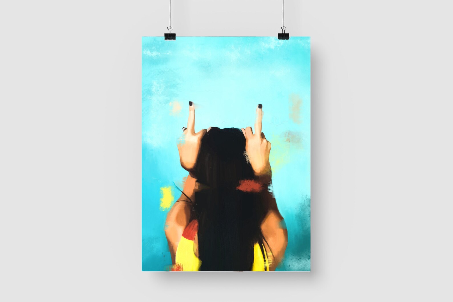 Middle Finger Art Print Feminist Art Swearing Prints Blue Etsy