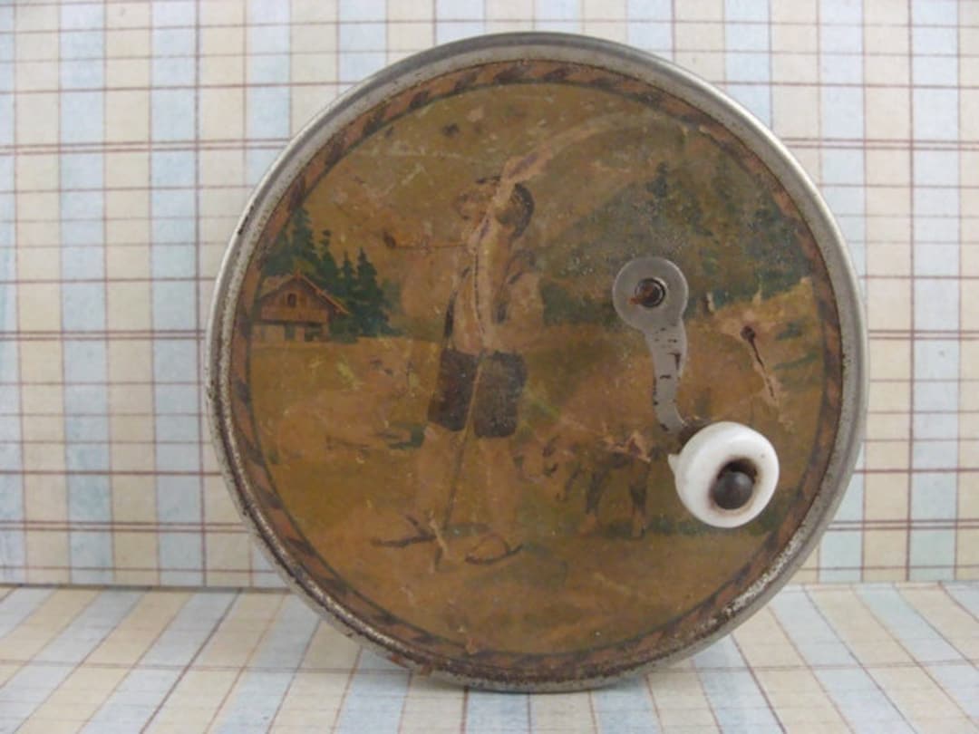 Manivelle French Music Box 2 Tunes Porcelain Crank Works Antique ...