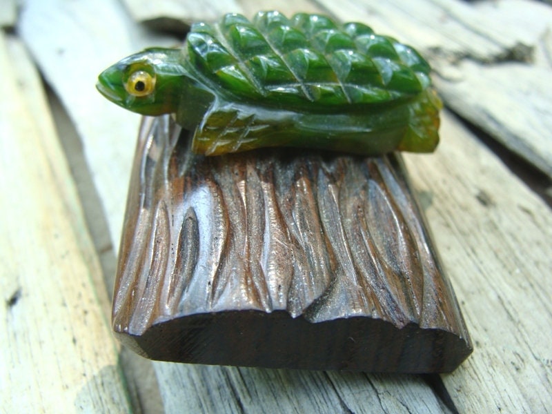 Bakelite Turtle Brooch Real Wood Log Pin All Original Outstanding - Etsy