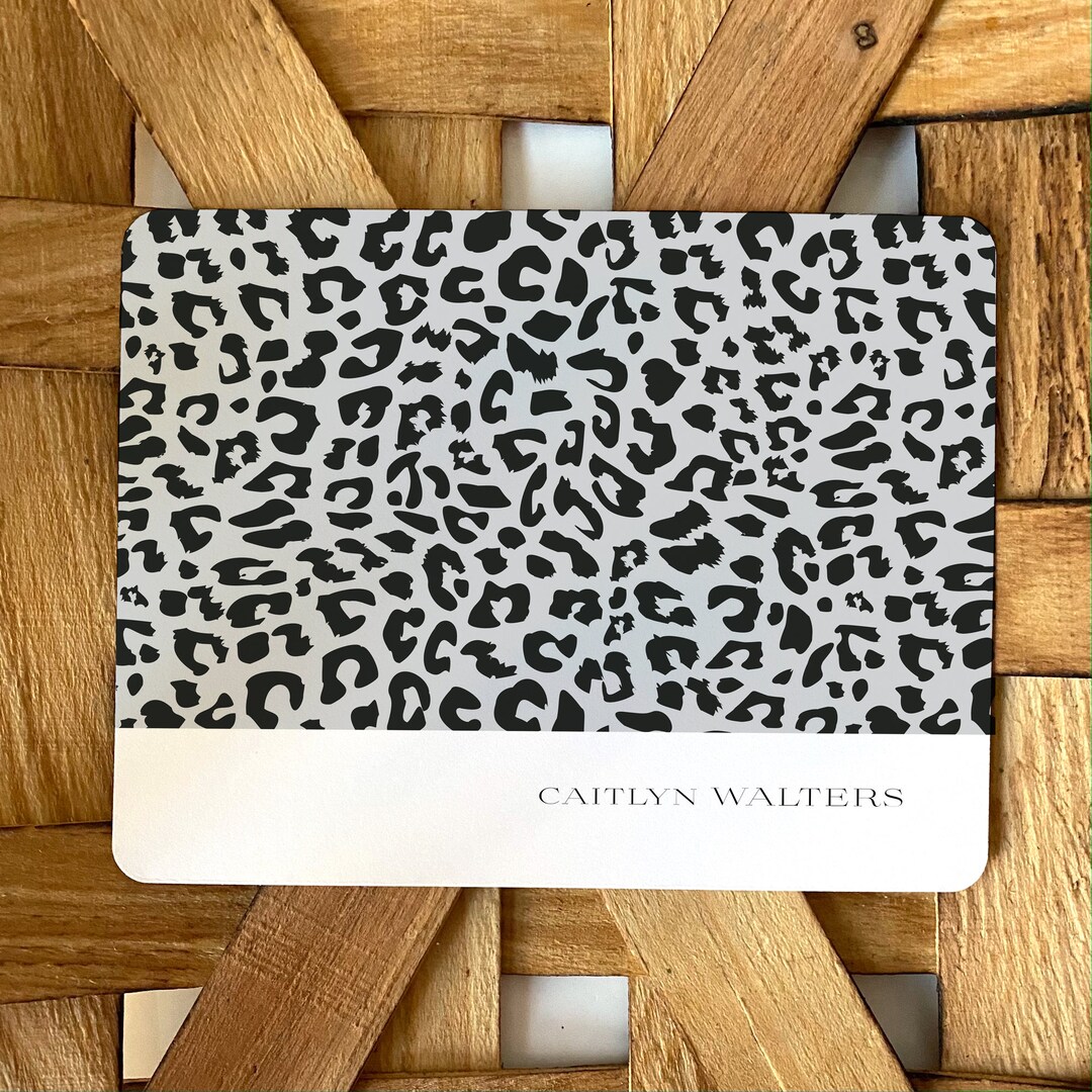 Grey and Black Leopard Print Stationery Custom Notecard Set, Stationery ...