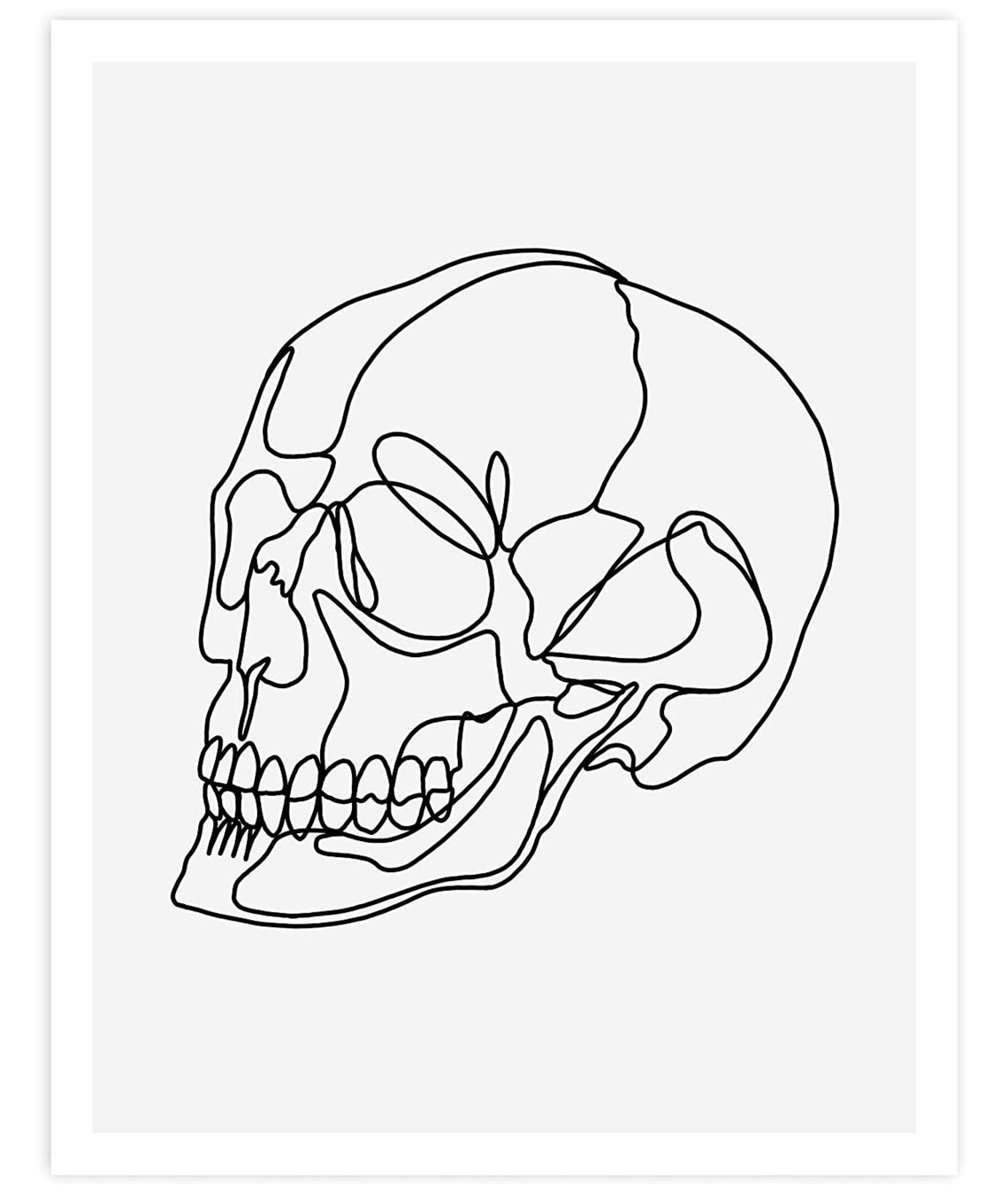 Skull Art Minimalist Abstract Art Black Line Drawing | Etsy