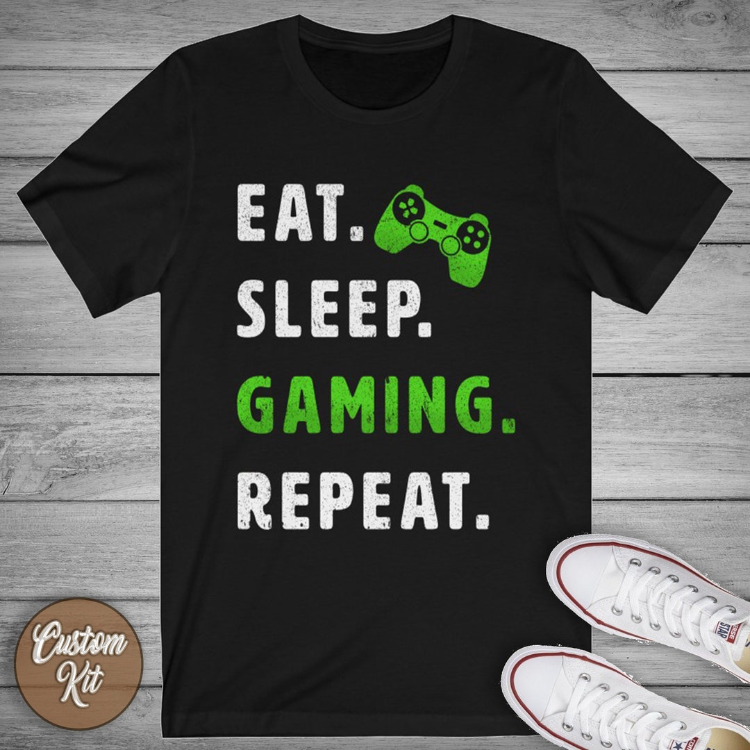 Comer sleep gaming Repeat Shirt, Eat Sleep Gaming Tee, Console Gaming ...