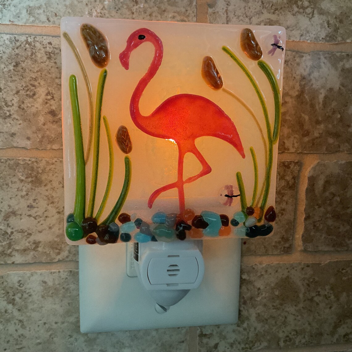 Fused Art Glass Flamingo Nightlight - Etsy