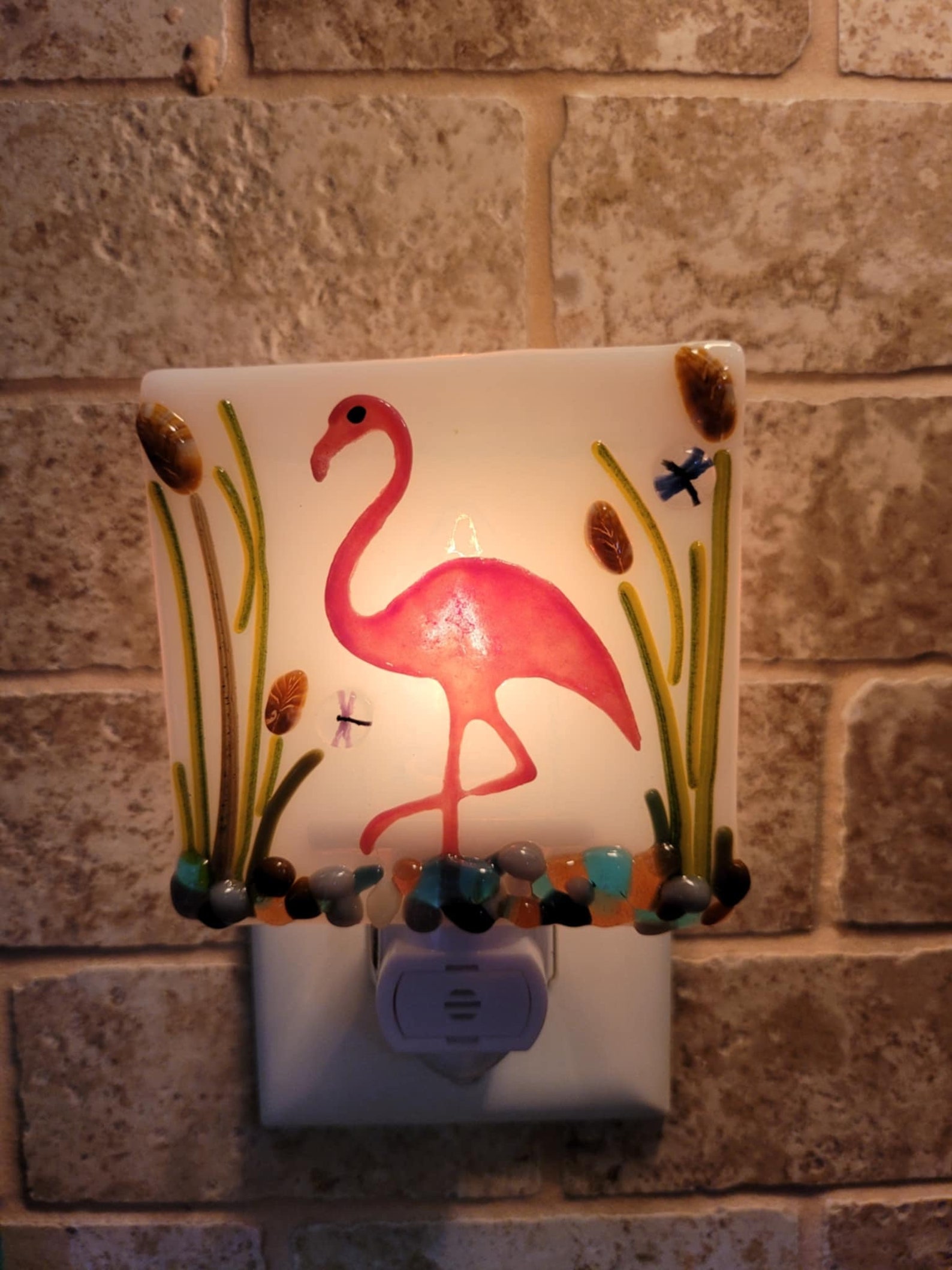 Fused Art Glass Flamingo Nightlight - Etsy