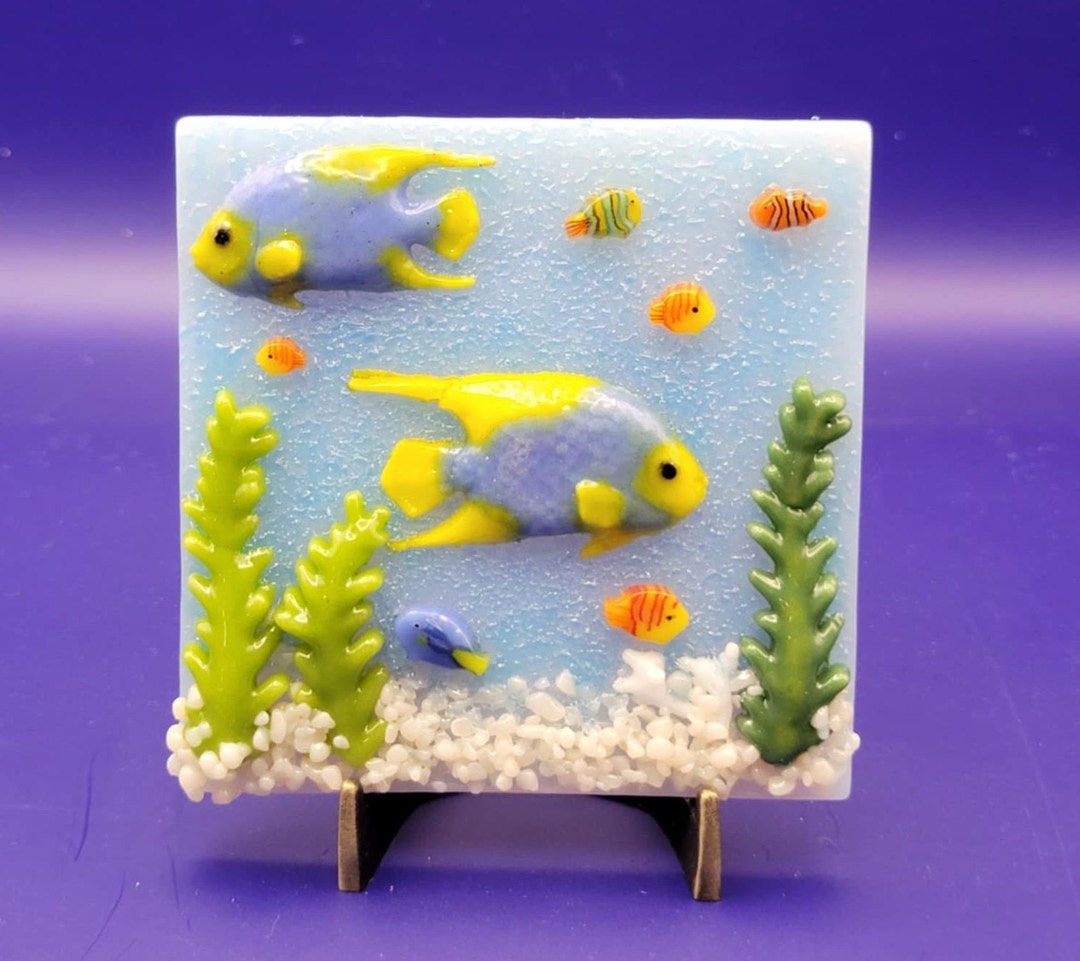 Fused Art Glass Tropical Fish Plaque - Etsy