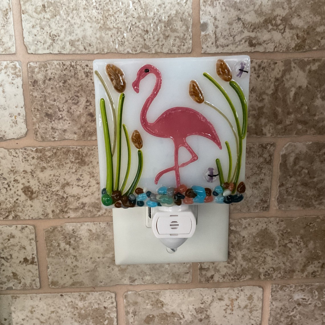 Fused Art Glass Flamingo Nightlight - Etsy
