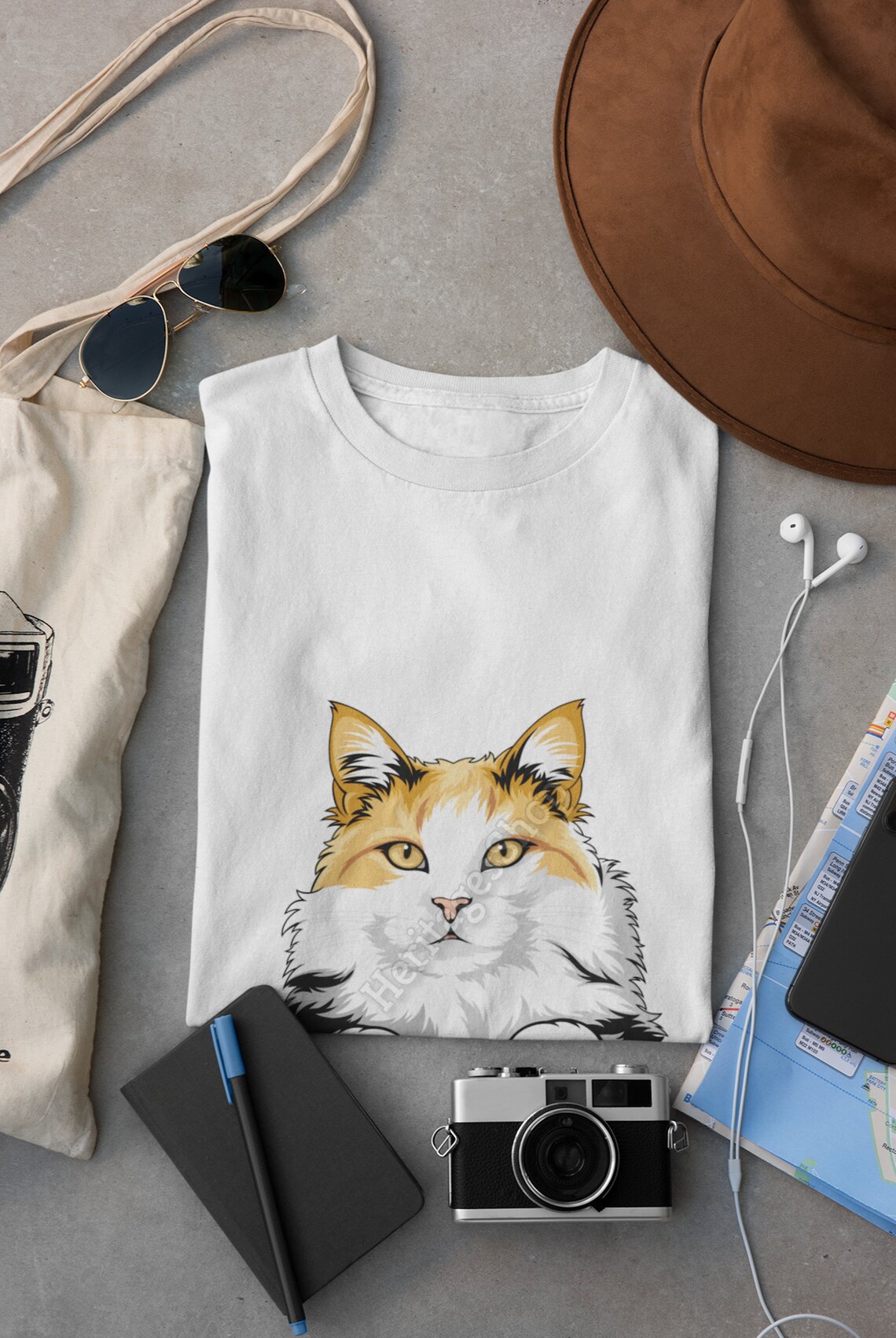 Turkish Van Cat Breed Illustration Peeking Line Peekaboo - Etsy