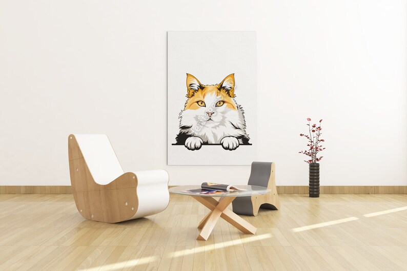 Turkish Van Cat Breed Illustration Peeking Line Peekaboo - Etsy