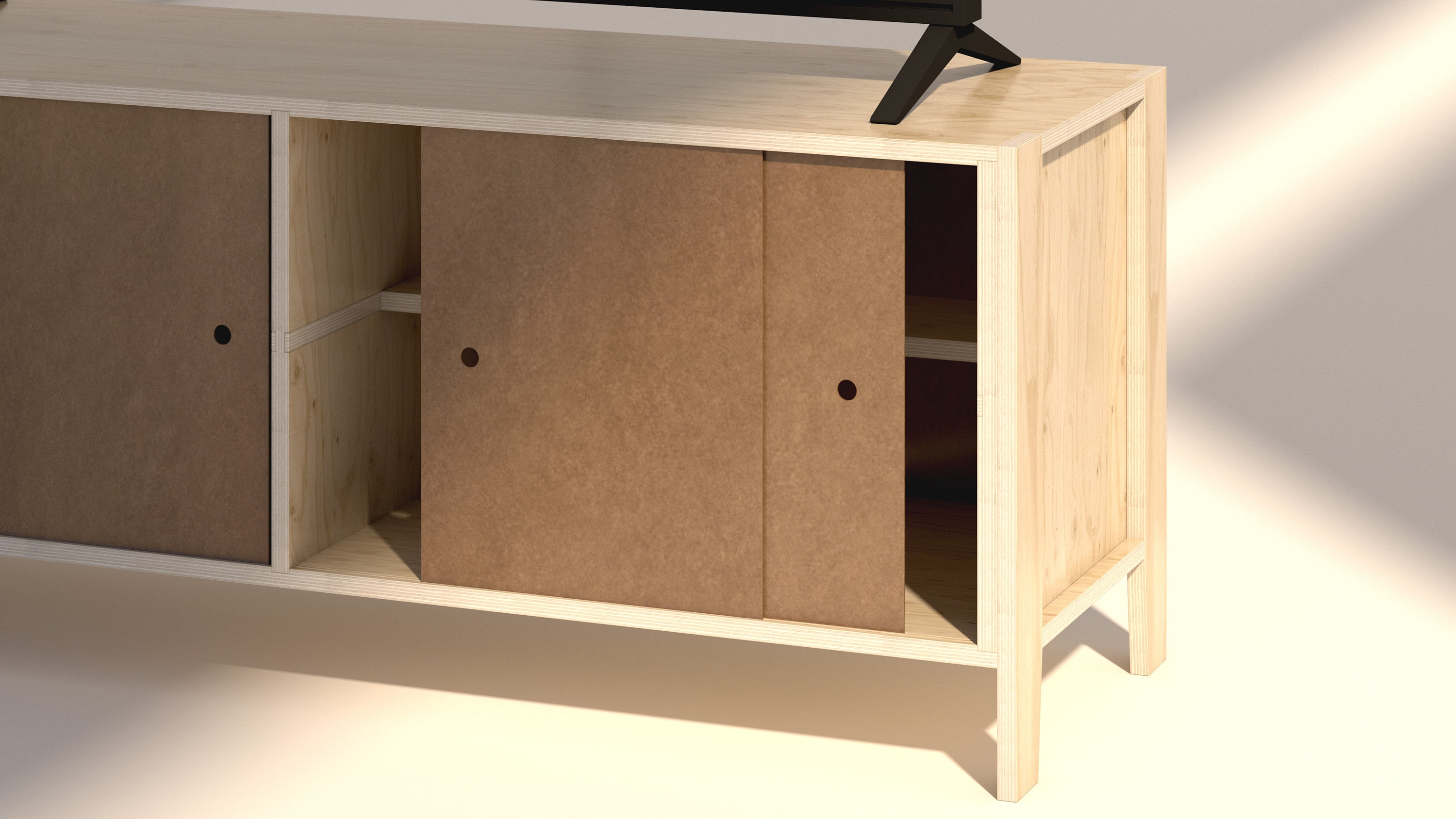 Plywood TV Console / Media Stand / TV Stand / Low Sideboard With ...