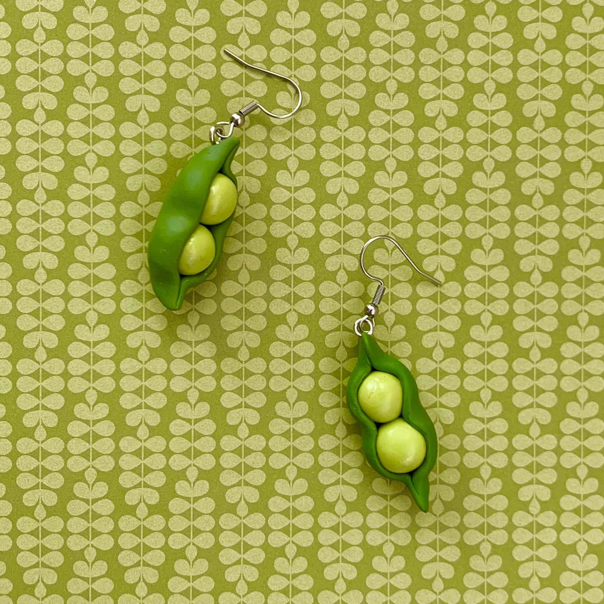 Polymer Clay Pea Pod Earrings | Etsy