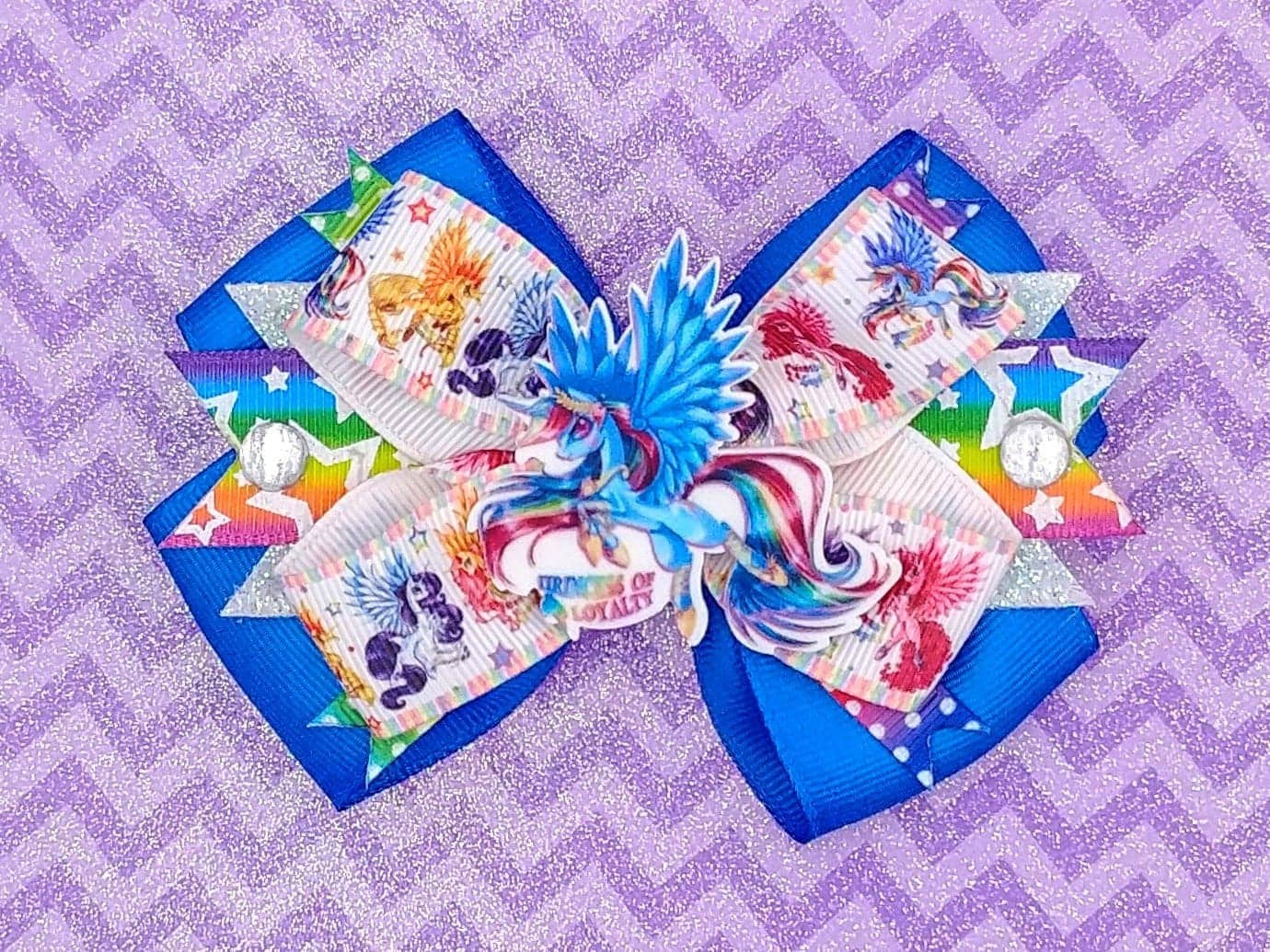Rainbow Dash Bow My Little Pony Bow Princess of Loyalty - Etsy