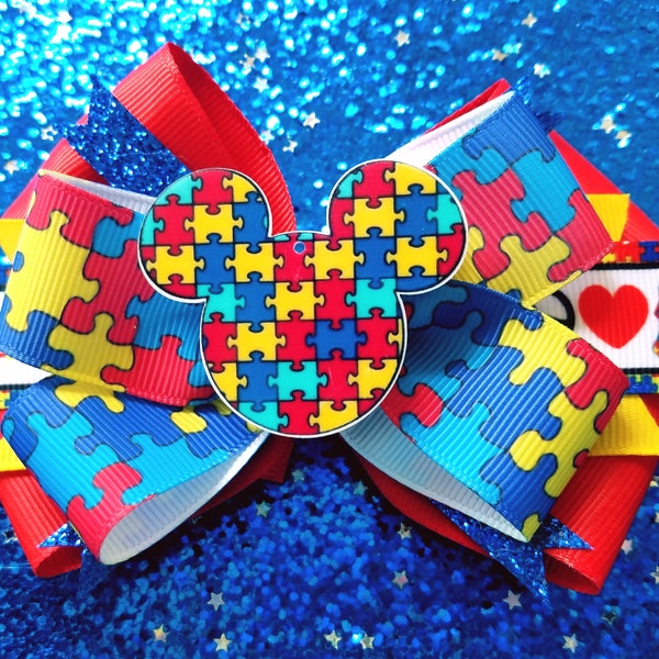 Autism Awareness Bow - Etsy