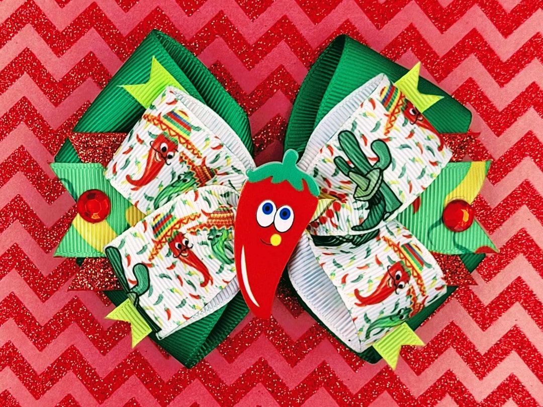 Chili Pepper Bow Fiesta Bow Fiesta Food Bow Chili Pepper Cinco De Mayo ...