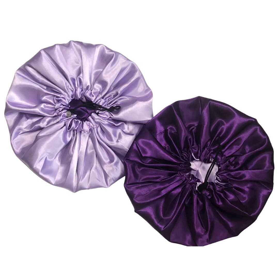 Purple Satin Bonnets | Reversible Bonnets | Adjustable Bonnets | Hair ...