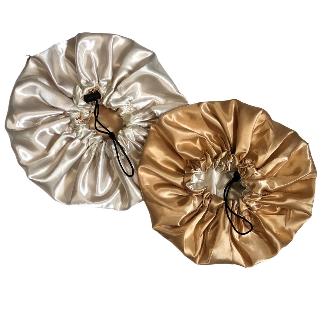 Gold / Champagne Satin Bonnets Adjustable & Reversible Bonnet Stay ...