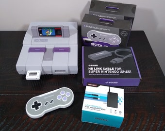 Super Nintendo SNES Console With New Shell, 2 New Wireless Controllers ...