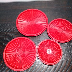Tupperware Red Canister Set With Tulip Quilt Design, Set of 4 Servalier ...
