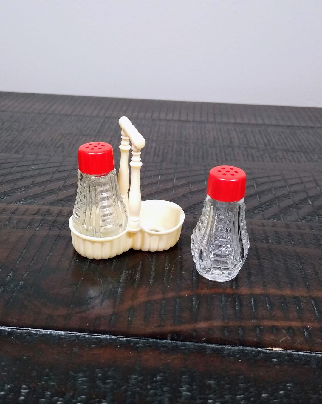 Miniature Salt and Pepper Shaker Set in Carrier, Vintage Lapin Salt and ...