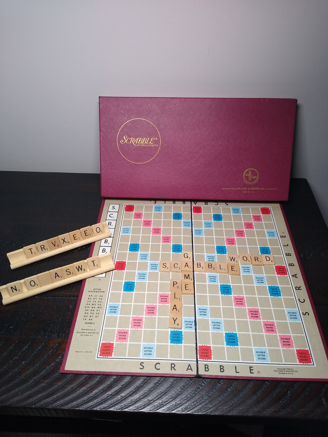 Scrabble Board Game by Selchow & Righter, Vintage Scrabble 1953, 1076 ...