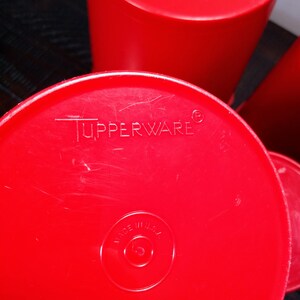 Tupperware Red Canister Set With Tulip Quilt Design, Set of 4 Servalier ...