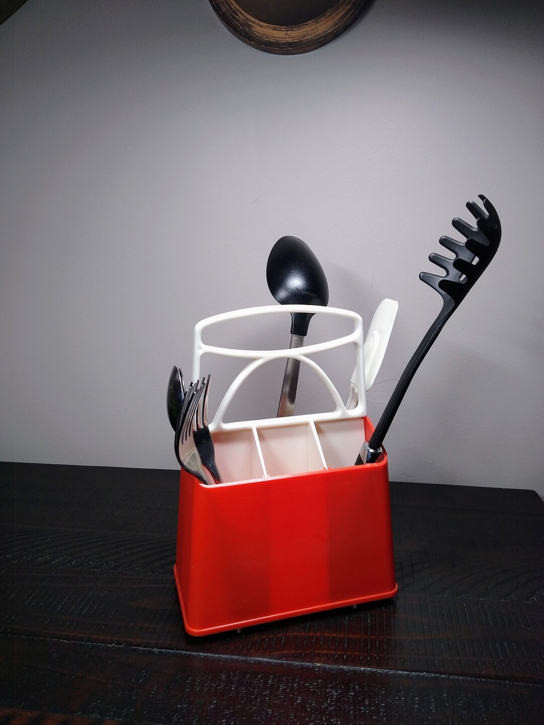 Red and White Kitchen Utensil Caddy, Vintage Kitchen Caddy - Etsy