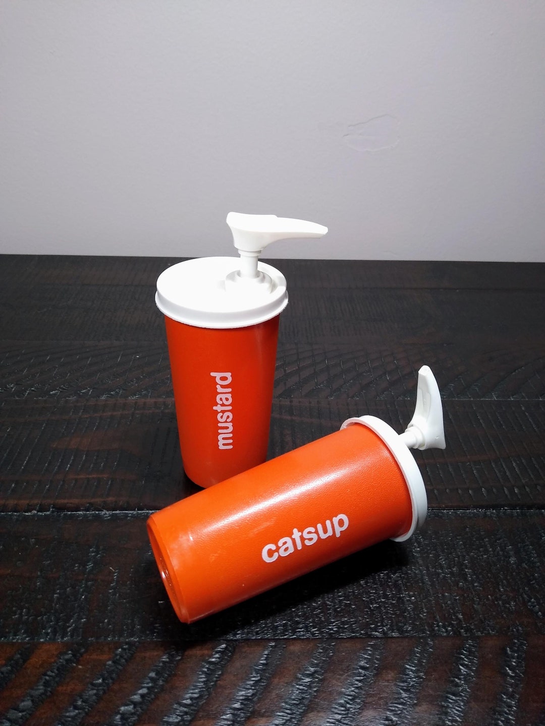 Tupperware Catsup and Mustard Dispensers, Set of Vintage Tupperware ...