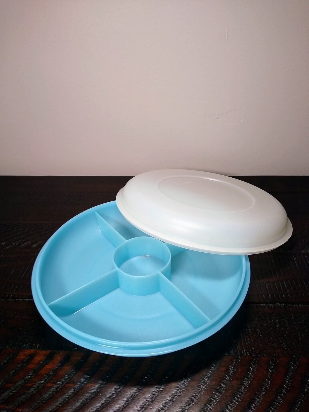 Small Tupperware Veggie Tray With Lid, Vintage Blue Tupperware Snack ...
