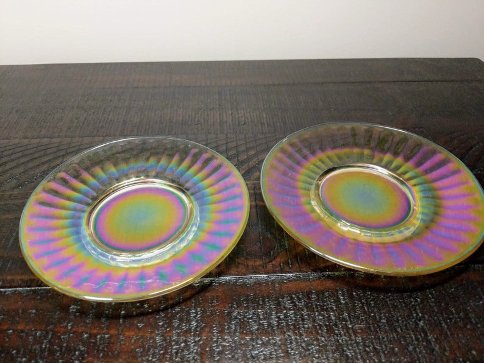 Imperial Glass Smooth Rays Marigold Tall Sherbet Glasses With Saucers ...