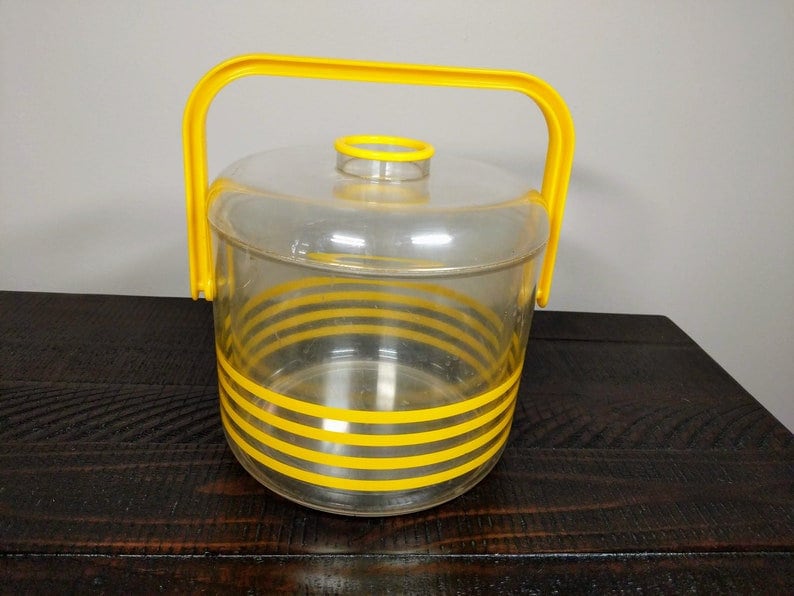 Ingrid Acrylic Yellow Stripe Ice Bucket, Vintage Ice Bucket With Lid - Etsy