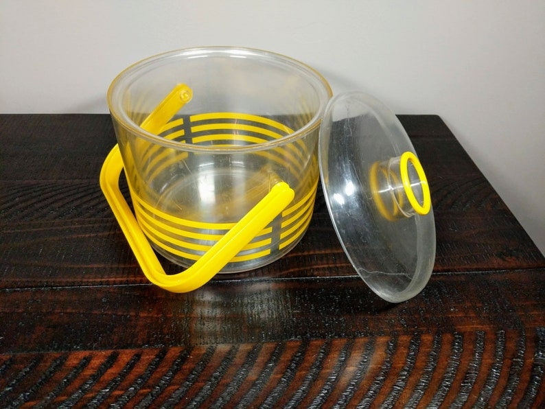 Ingrid Acrylic Yellow Stripe Ice Bucket, Vintage Ice Bucket With Lid - Etsy