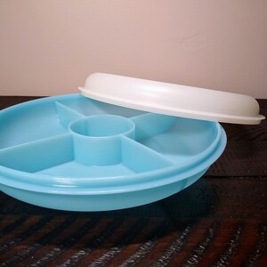 Small Tupperware Veggie Tray With Lid, Vintage Blue Tupperware Snack ...