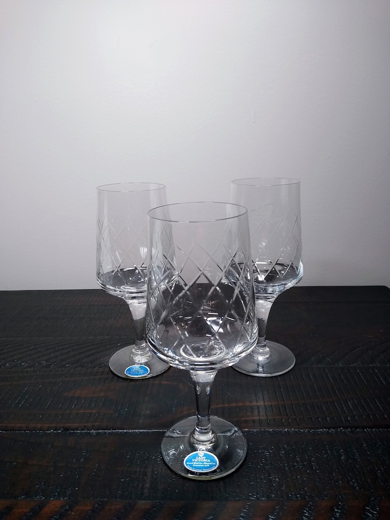 Easterling Lady Victoria Lead Crystal Water Goblets, 24% Lead Crystal, Set of 3 Vintage Goblets ...