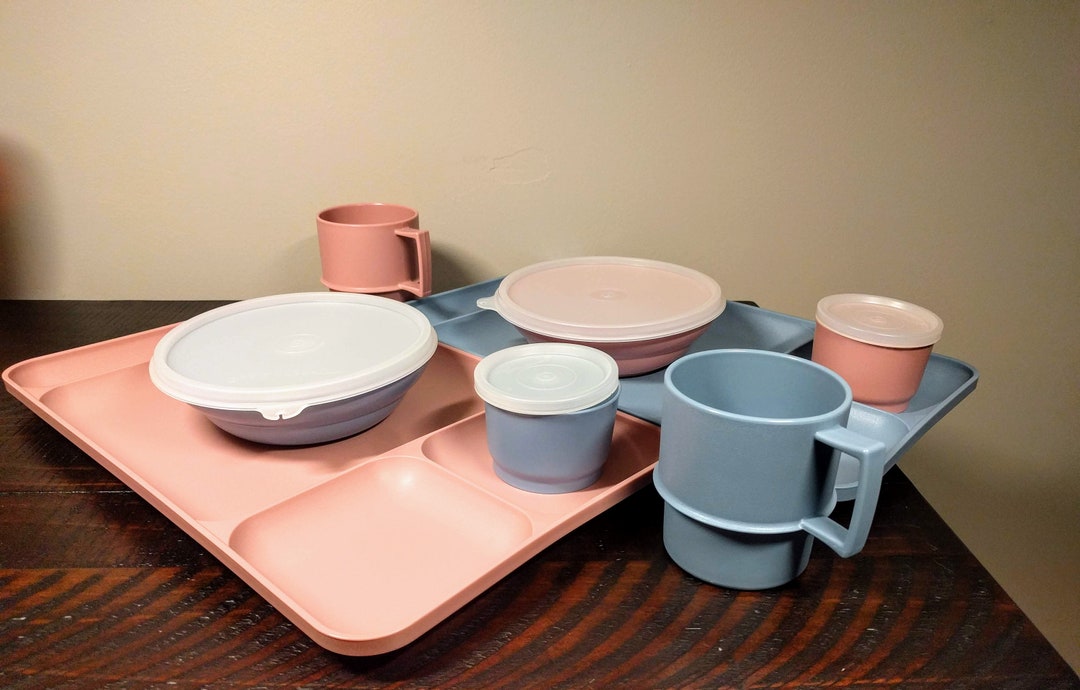 Vintage Pink and Blue Tupperware Dining Set Set for 2 New - Etsy
