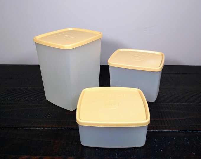 Set of Three Tupperware Square Round Containers, Vintage Tupperware ...