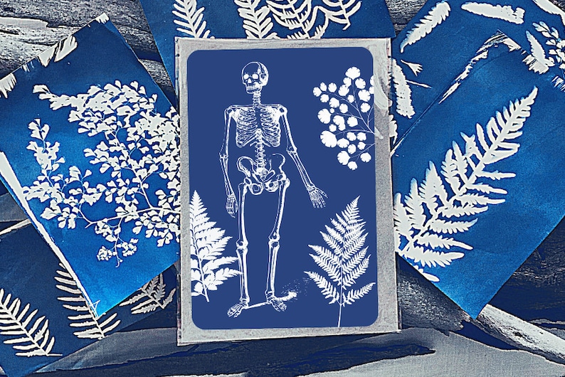 Halloween Cyanotype DIY Stencils With Paper Skeleton Craft - Etsy