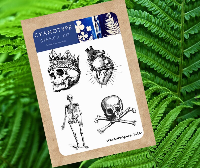 Halloween Cyanotype DIY Stencils With Paper Skeleton Craft - Etsy