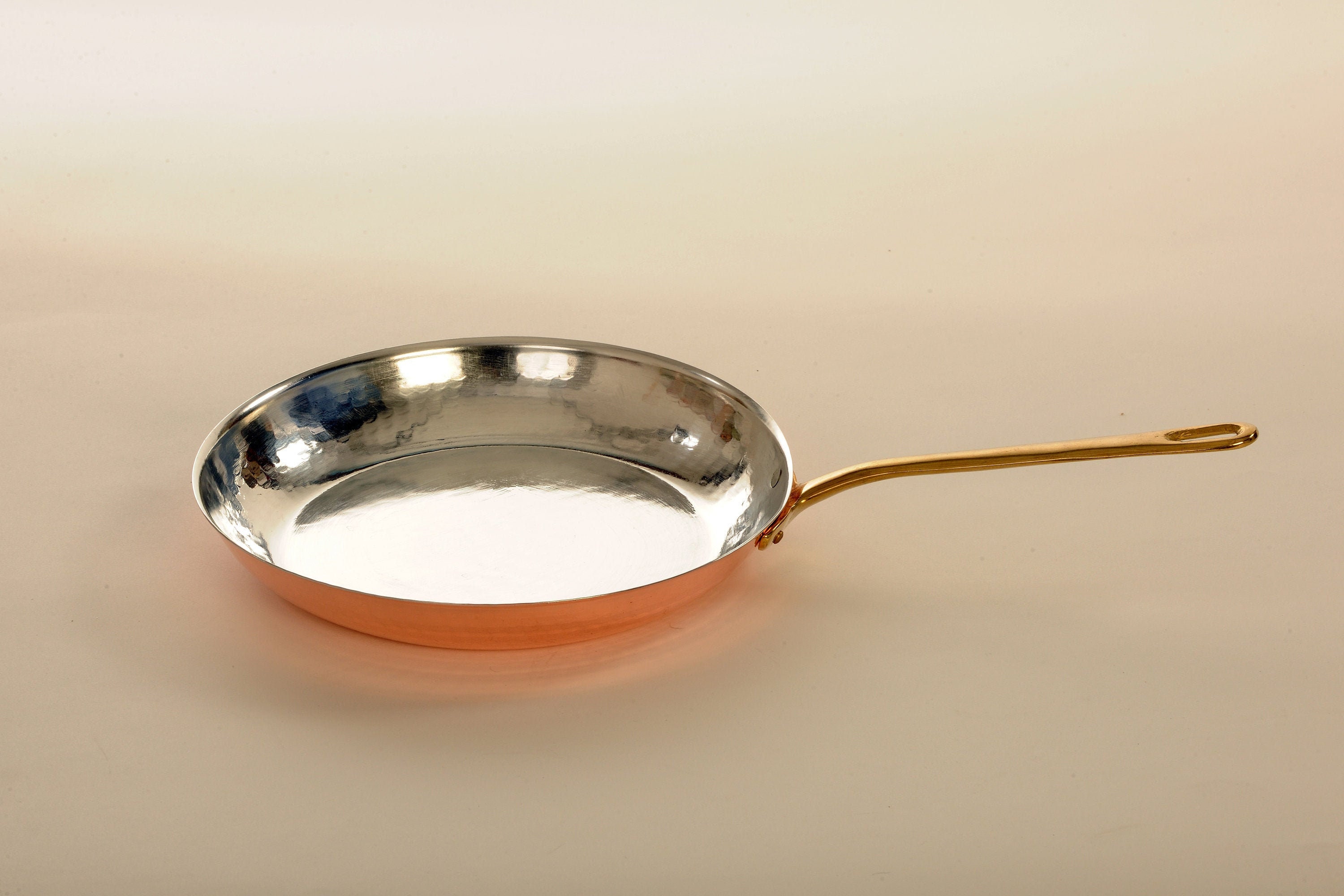 New Copper Fry Pan With Long Brass Handle 11.81 Inches Diameter Copper ...