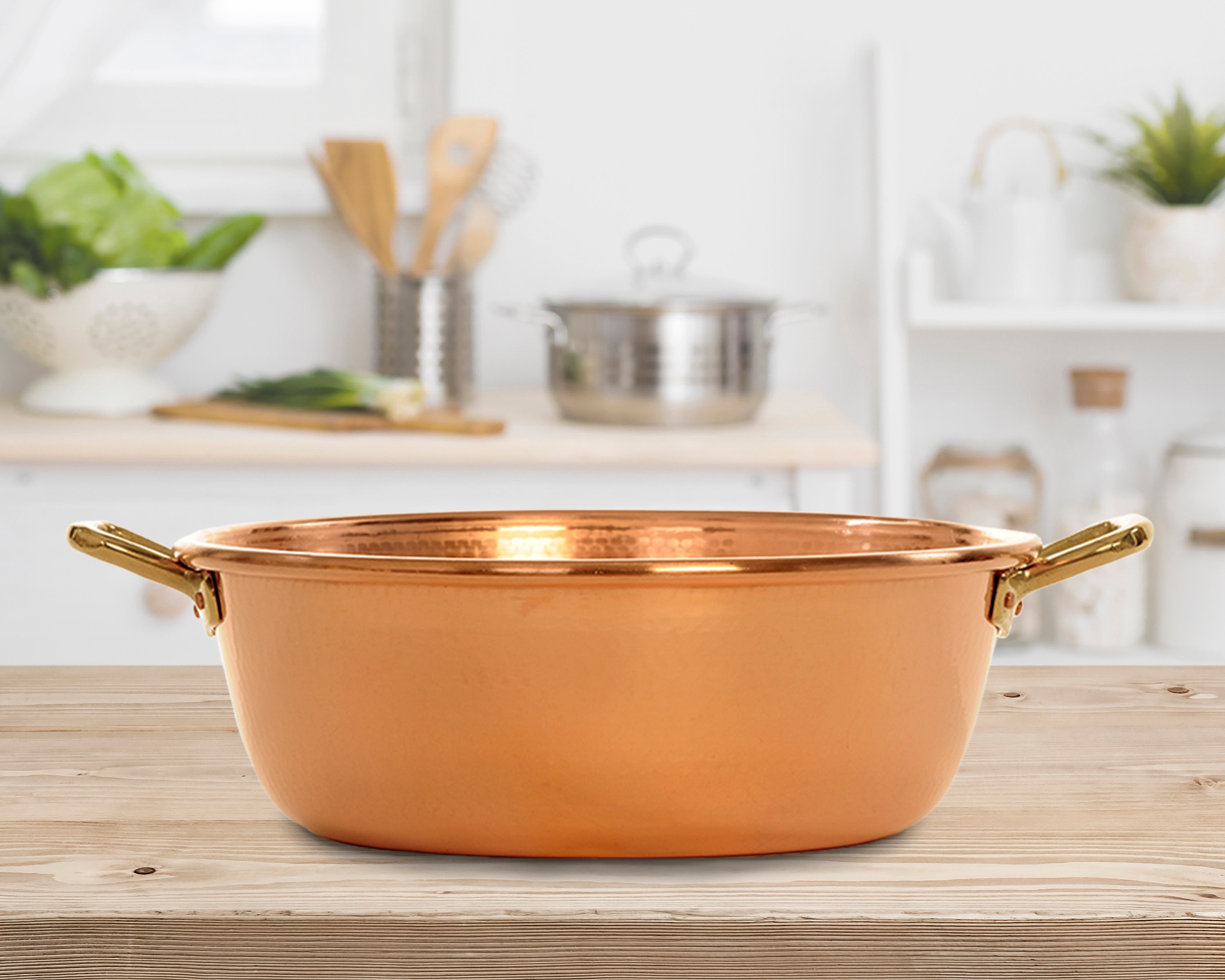 New Copper Jam Pan With Brass Handles 14 Inches Diameter Handcrafted ...