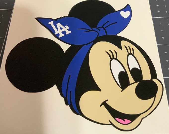 Minnie Mouse Dodgers Permanent Car Decal, Car Window, Mirror, Laptop ...