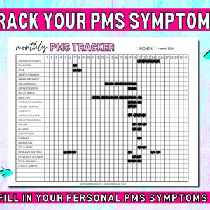 Period Tracker Printable | PMS + Period Symptom Journal | Menstrual Log ...