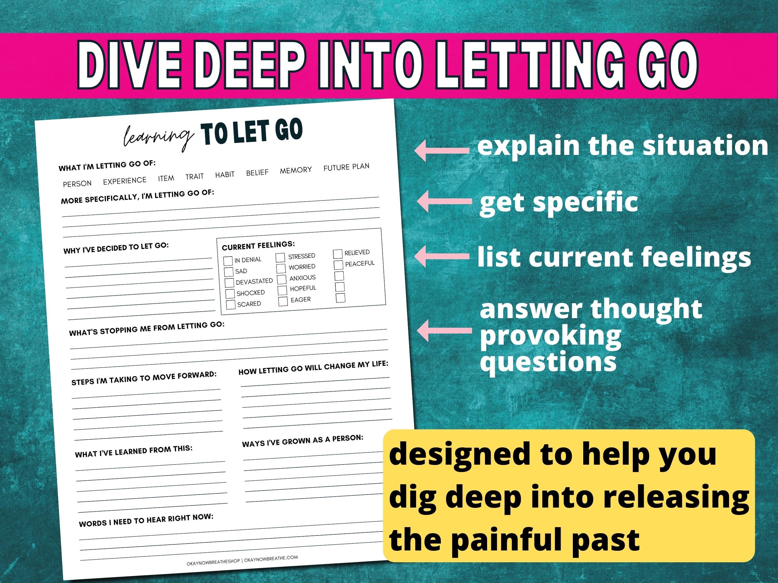 Learning to Let Go Worksheet PDF | Self-forgiveness Journal | Mental ...