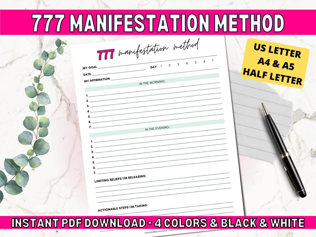 777 Manifestation Method | Law of Attraction Journal | Goal Setting ...