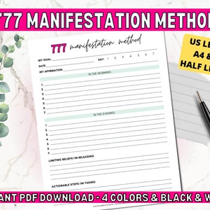 777 Manifestation Method | Law of Attraction Journal | Goal Setting ...