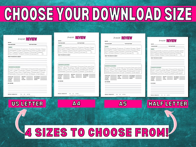 Movie Tracker Printable | Movie Logbook | Movie Lover | Movie Review ...