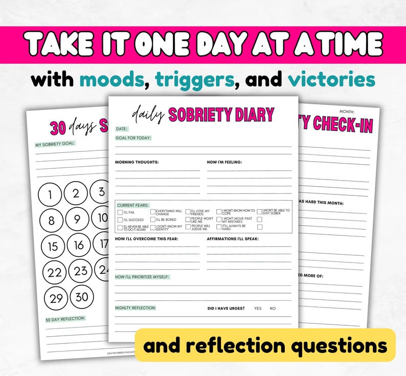 Sobriety Worksheets PDF | Relapse Prevention Plan | Sobriety Tracker ...